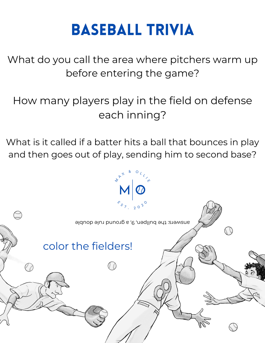 Free Printable Baseball Activity Sheets for Kids – Max & Ollie